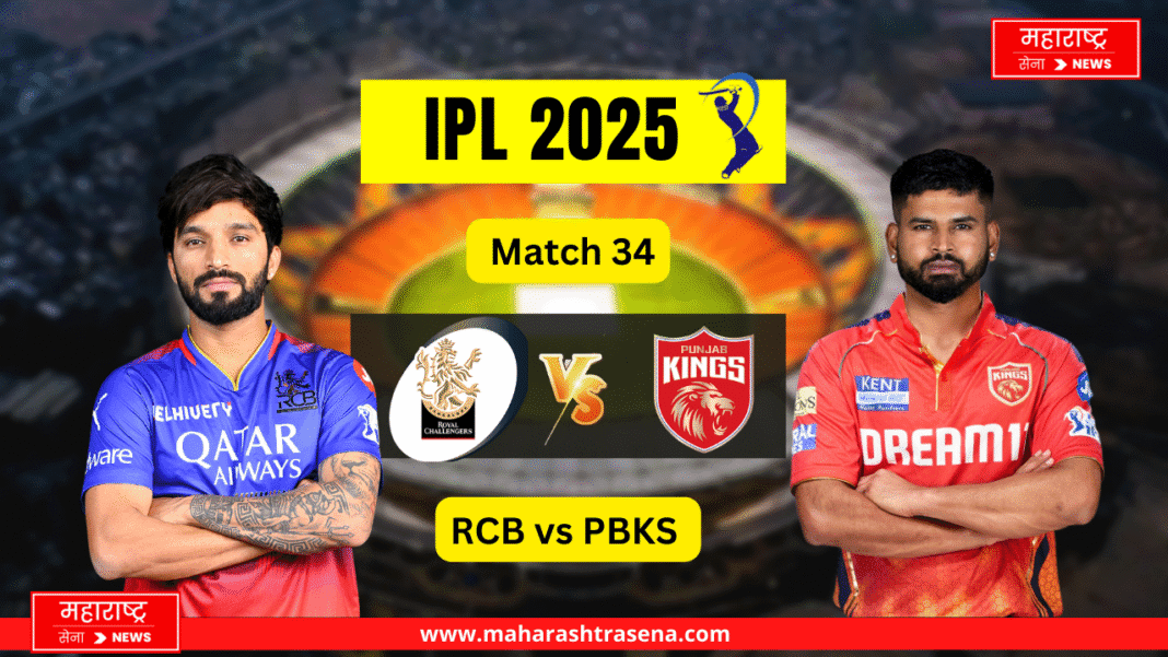 TATA IPL 2025 : RCB vs PBKS, 34th Match Score, Result | पंजाब किंग्जने ...